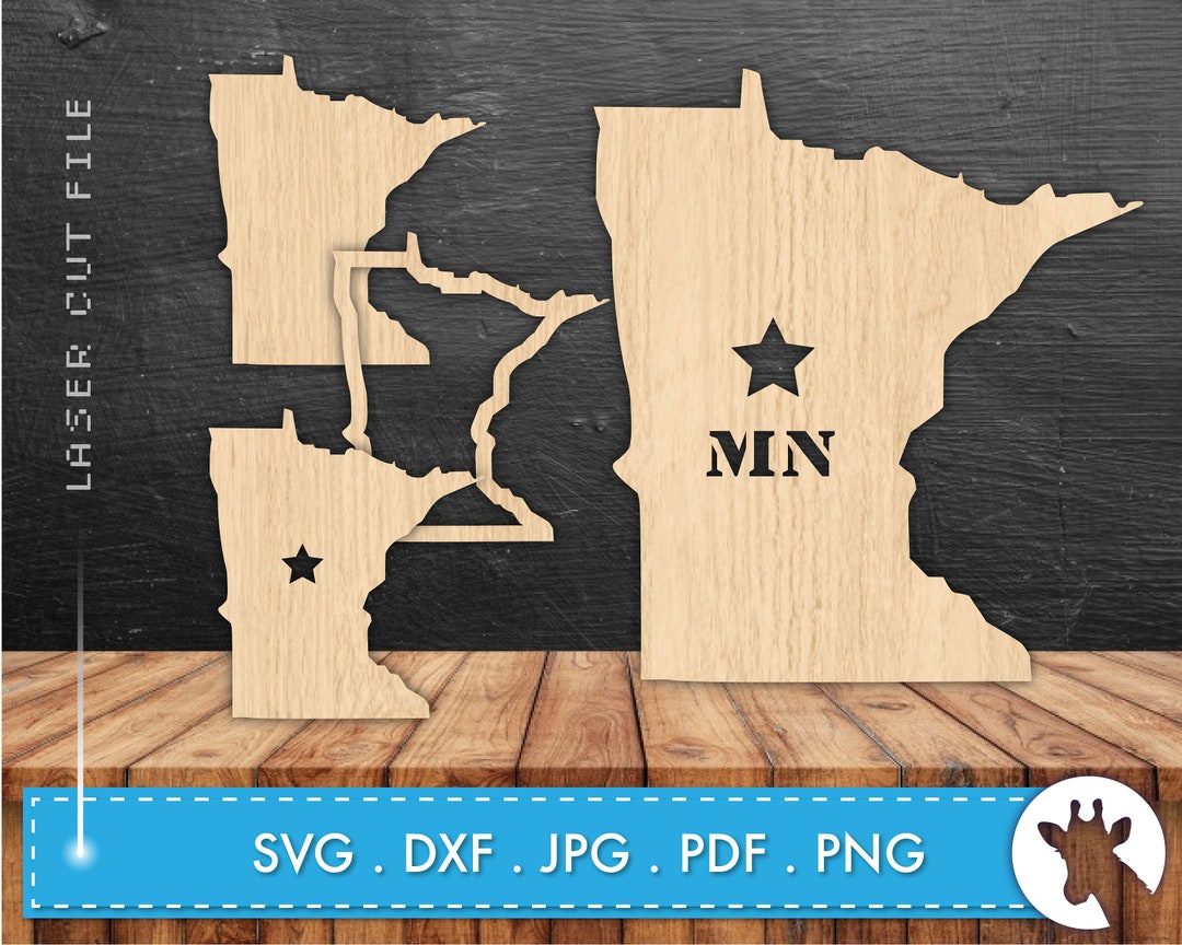 MINNESOTA STATE Svg MN Home State Dxf Laser Cut Digital Files Cnc ...