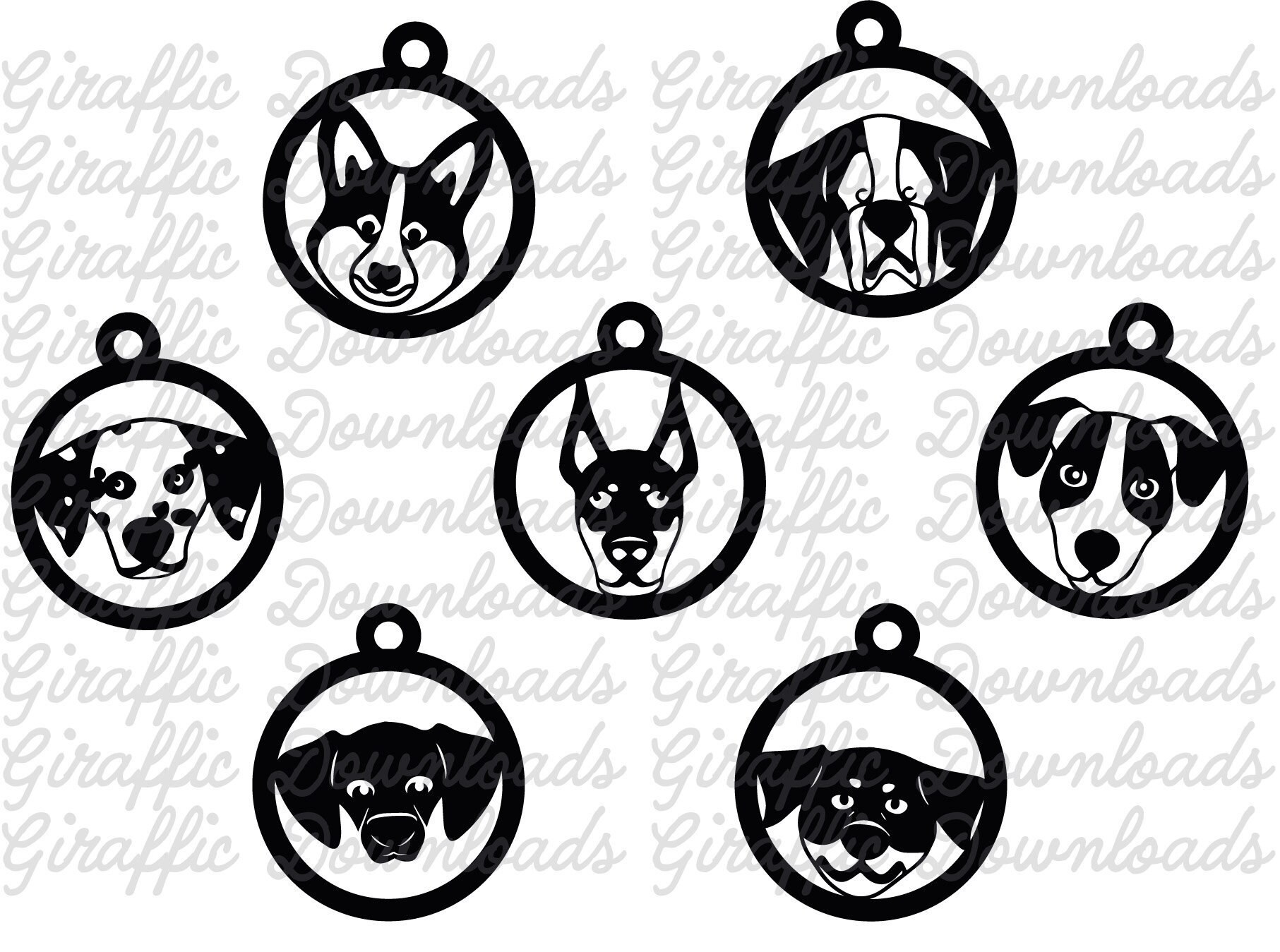 Dog Bundle Keychain Tag SVG DXF File Laser Cutter Silhouette Template ...