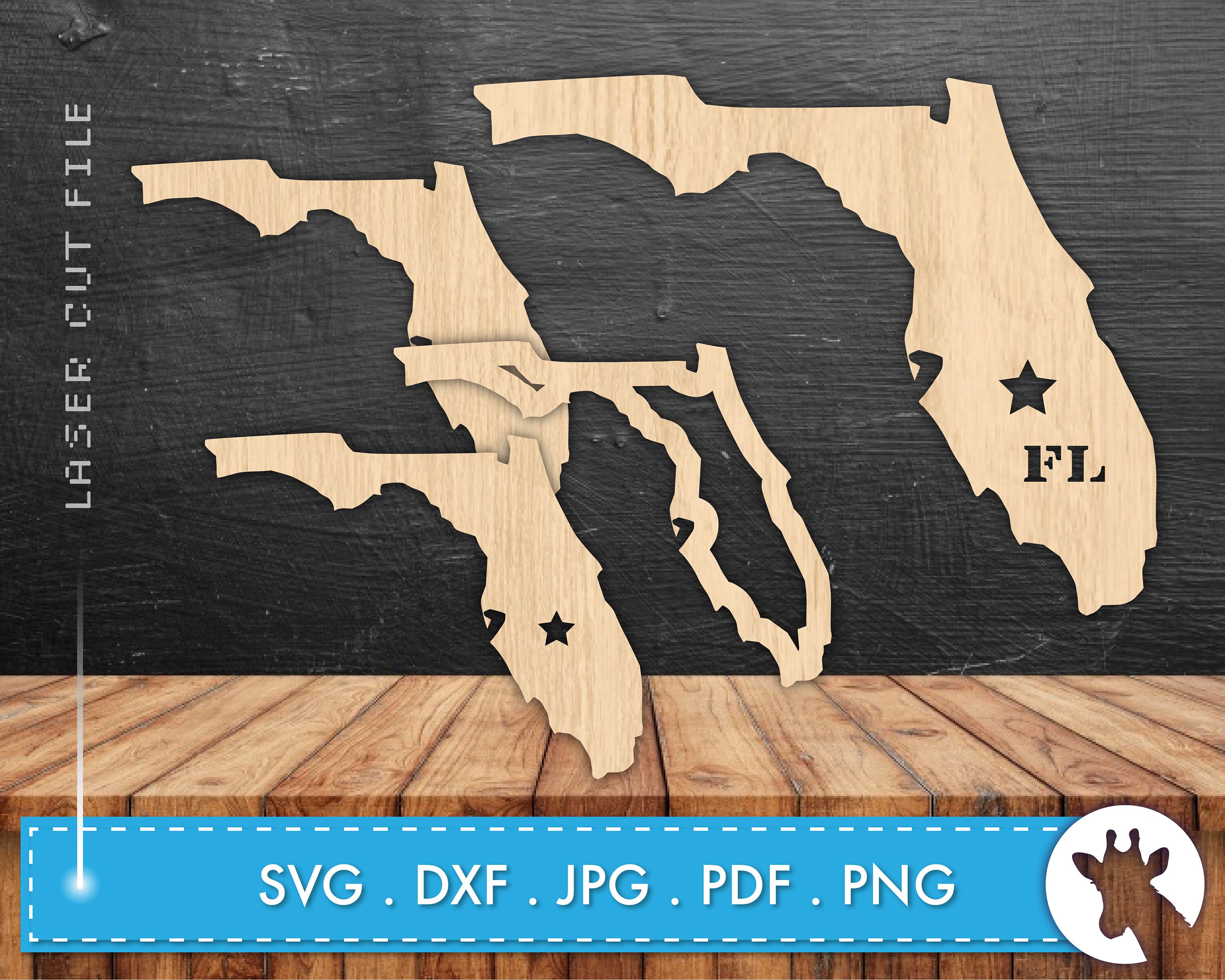 FLORIDA STATE Svg FL Home State Dxf Laser Cut Digital Files Cnc Router ...