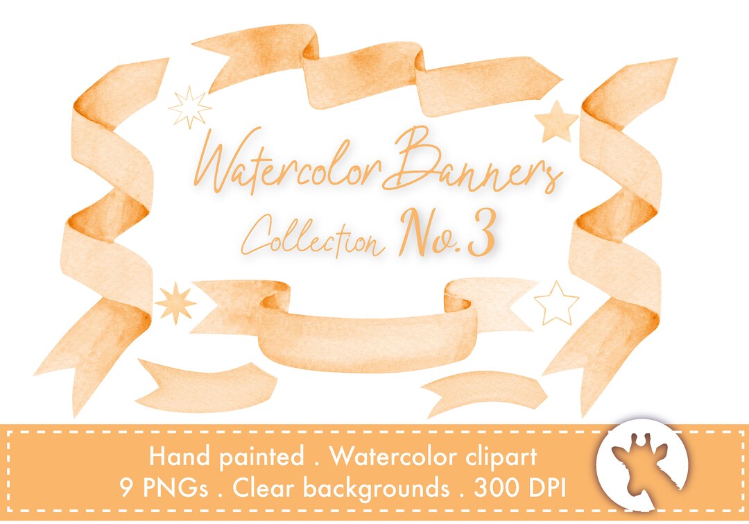 Watercolour Banner Clipart Watercolor Banner Clipart Swash - Etsy