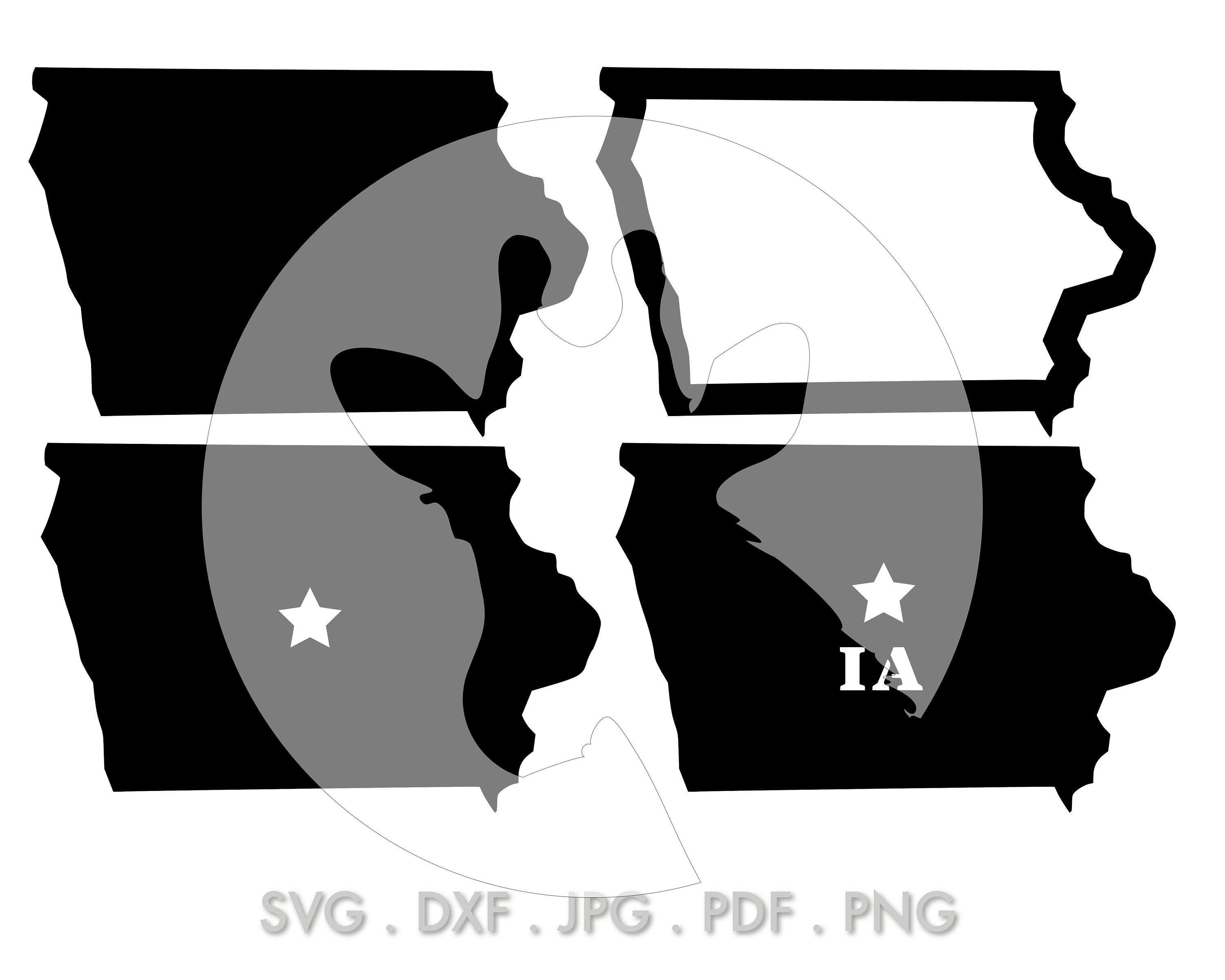 IOWA STATE Svg IA Home State Dxf Laser Cut Digital Files Cnc Router ...
