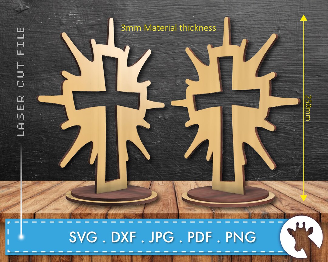 Easter Christian Cross SVG DXF File Laser Cutter Silhouette Template ...