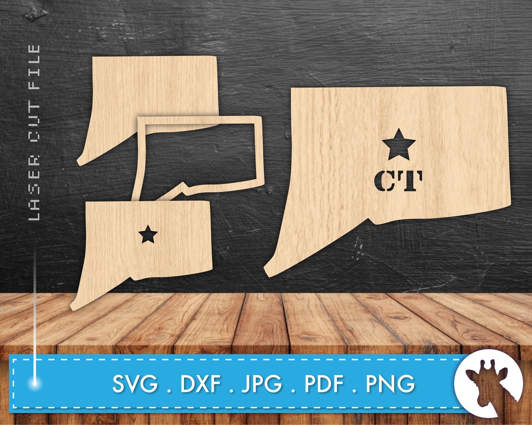 CONNETICUT STATE Svg CT Home State Dxf Laser Cut Digital Files Cnc ...