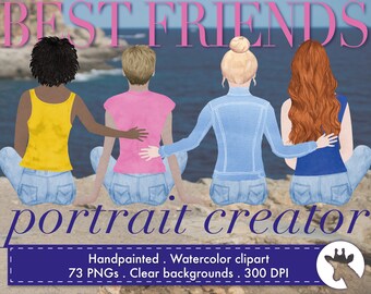 Best Friends Custom Portrait Creator Couples Custom Scene | Etsy