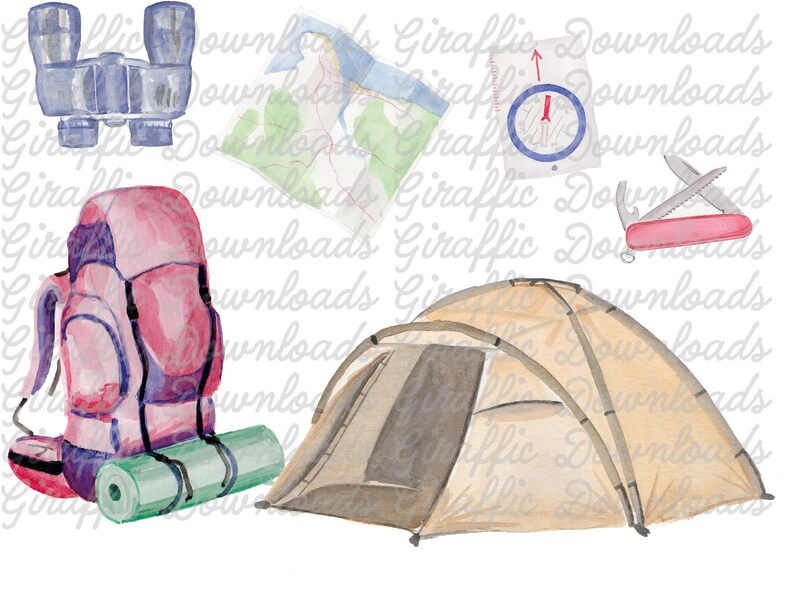Travel Clip Art Camping Clipart Summer Clipart Mountain - Etsy