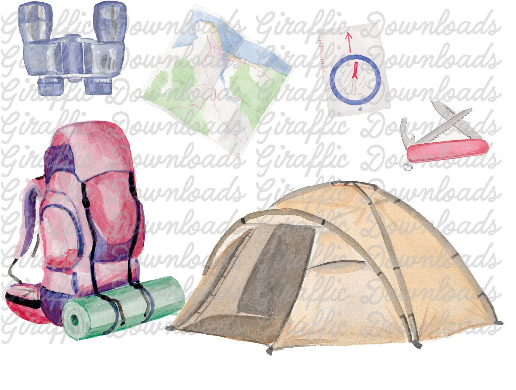 Travel Clip Art Camping Clipart Summer Clipart Mountain - Etsy