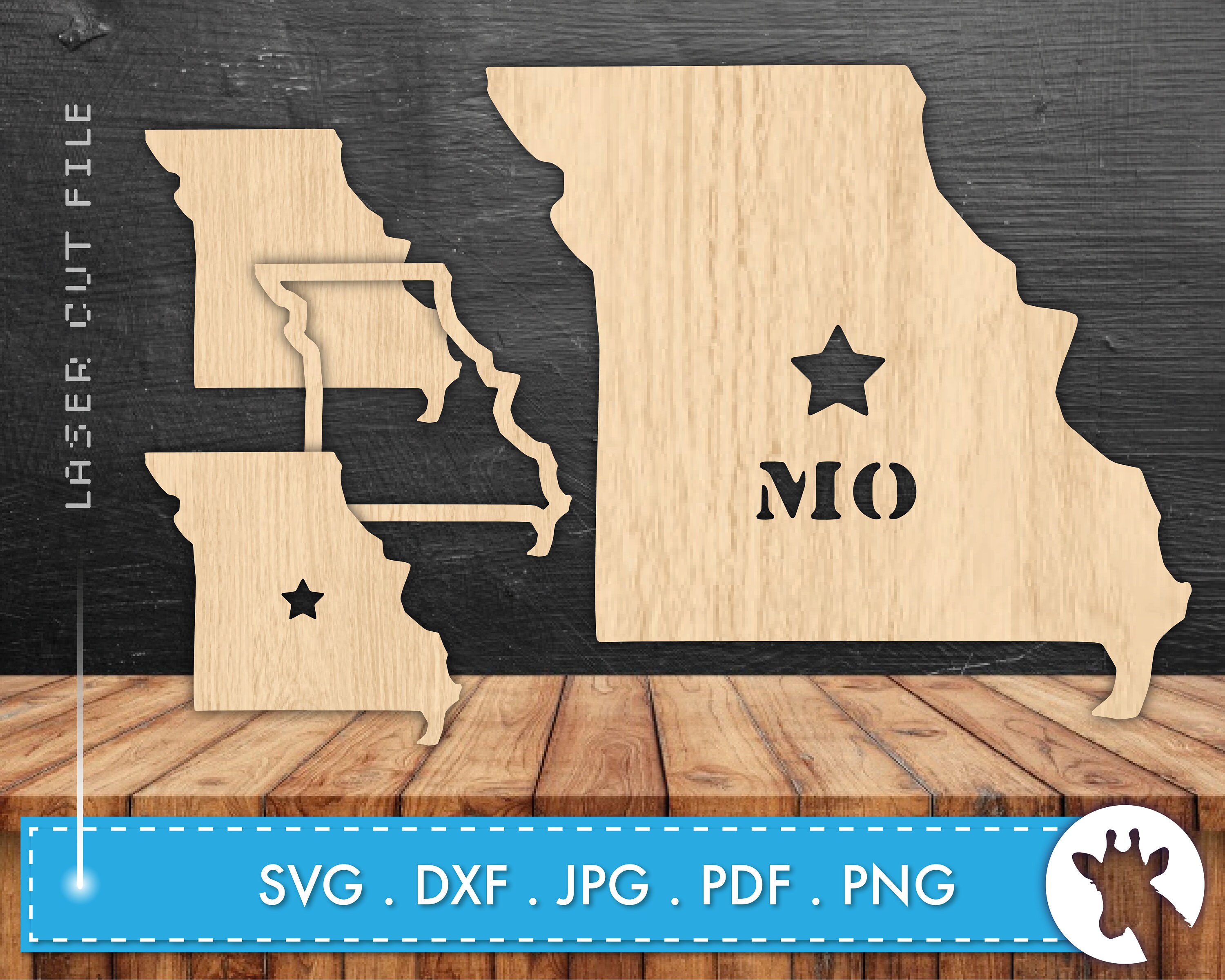 MISSOURI STATE Svg MO Home State Dxf Laser Cut Digital Files Cnc Router ...
