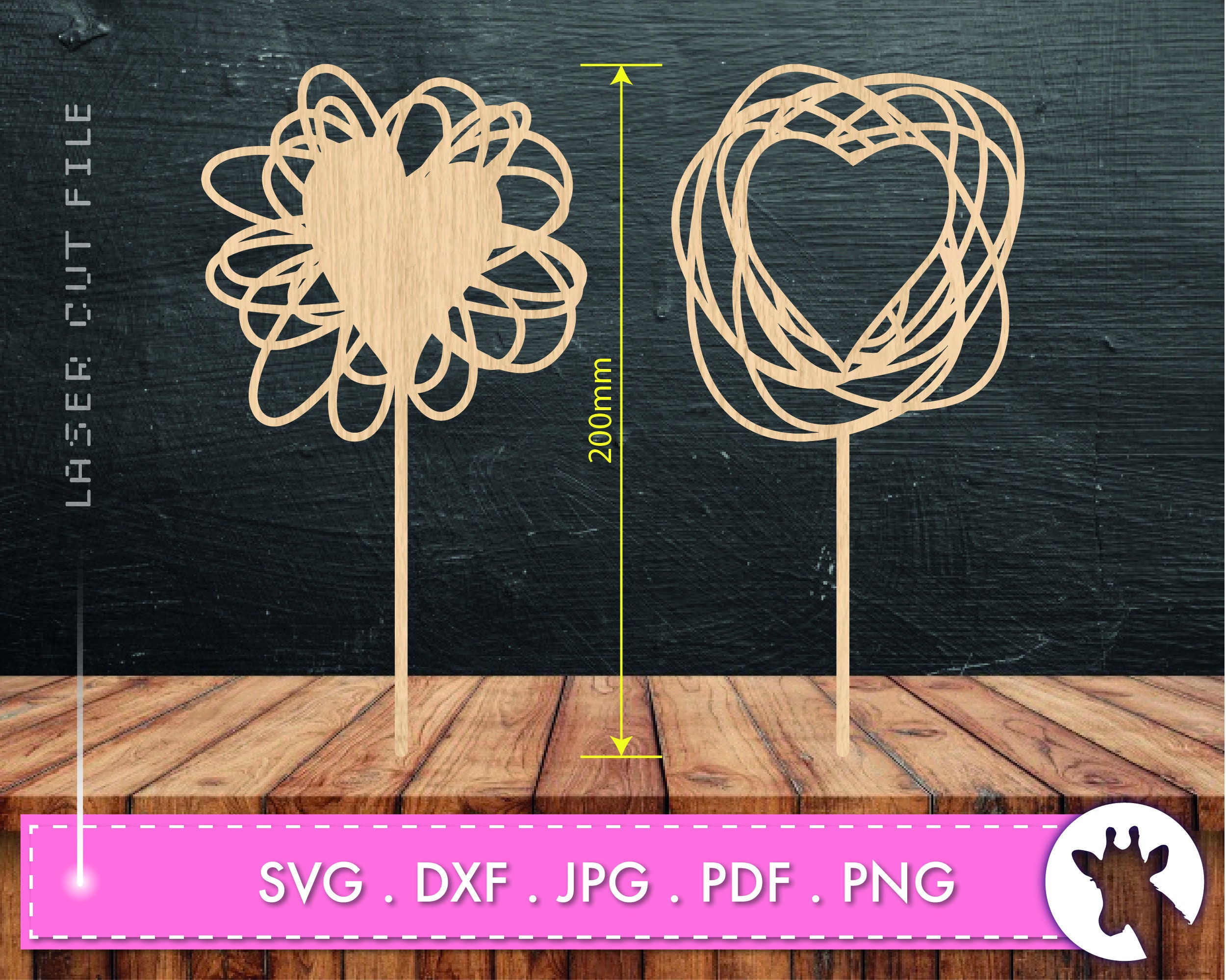 Love Heart Cake Topper SVG DXF File Laser Cutter Silhouette Template ...