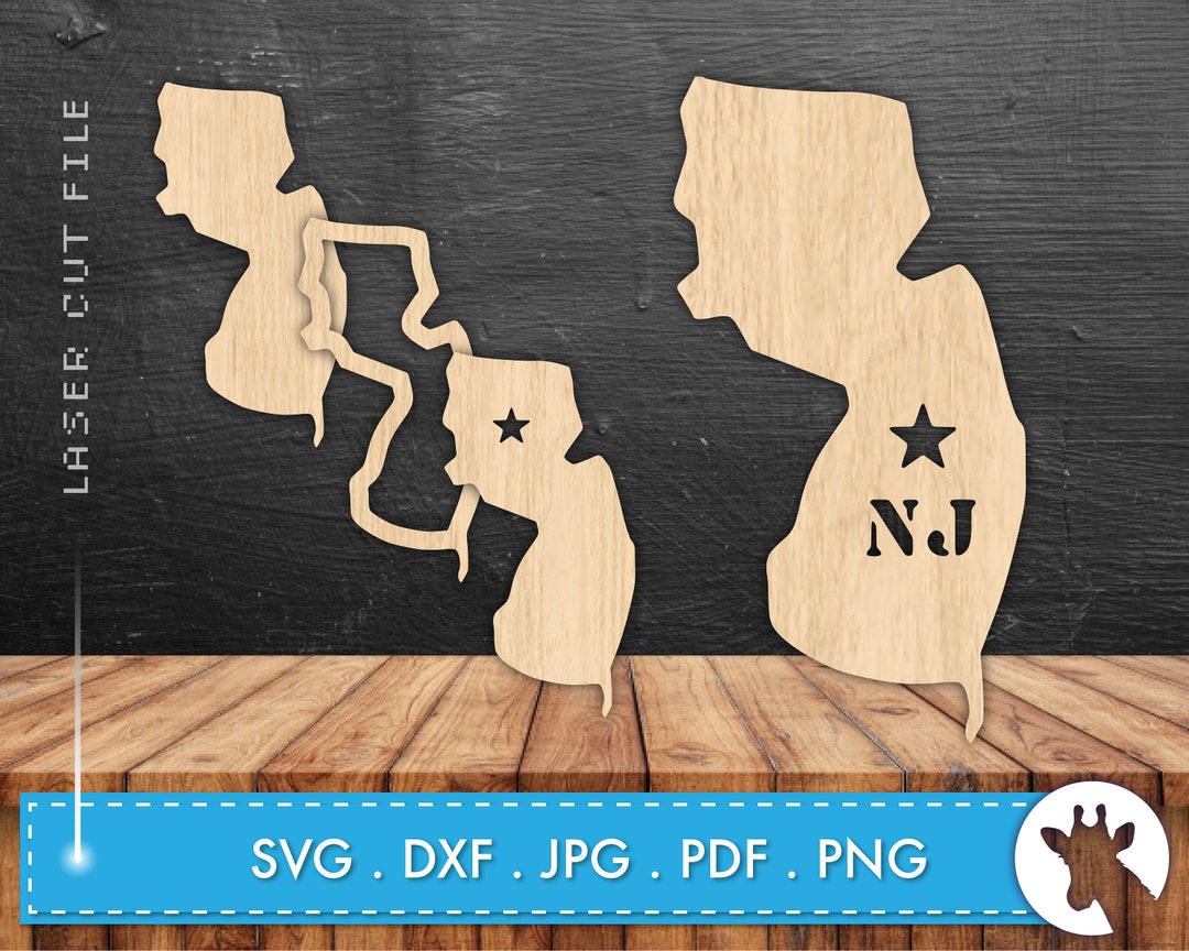 NEW JERSEY State Svg NJ Home State Dxf Laser Cut Digital Files Cnc ...