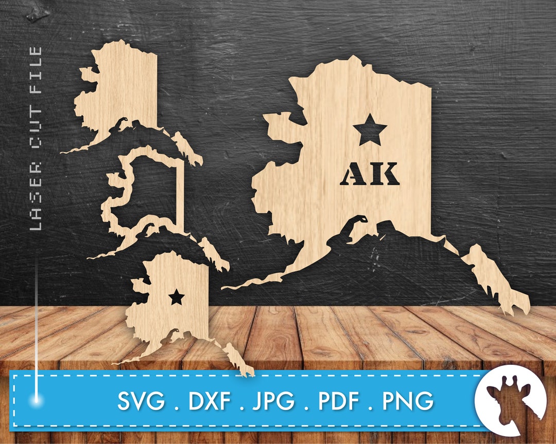 ALASKA STATE Svg AK Home State Dxf Laser Cut Digital Files Cnc Router ...