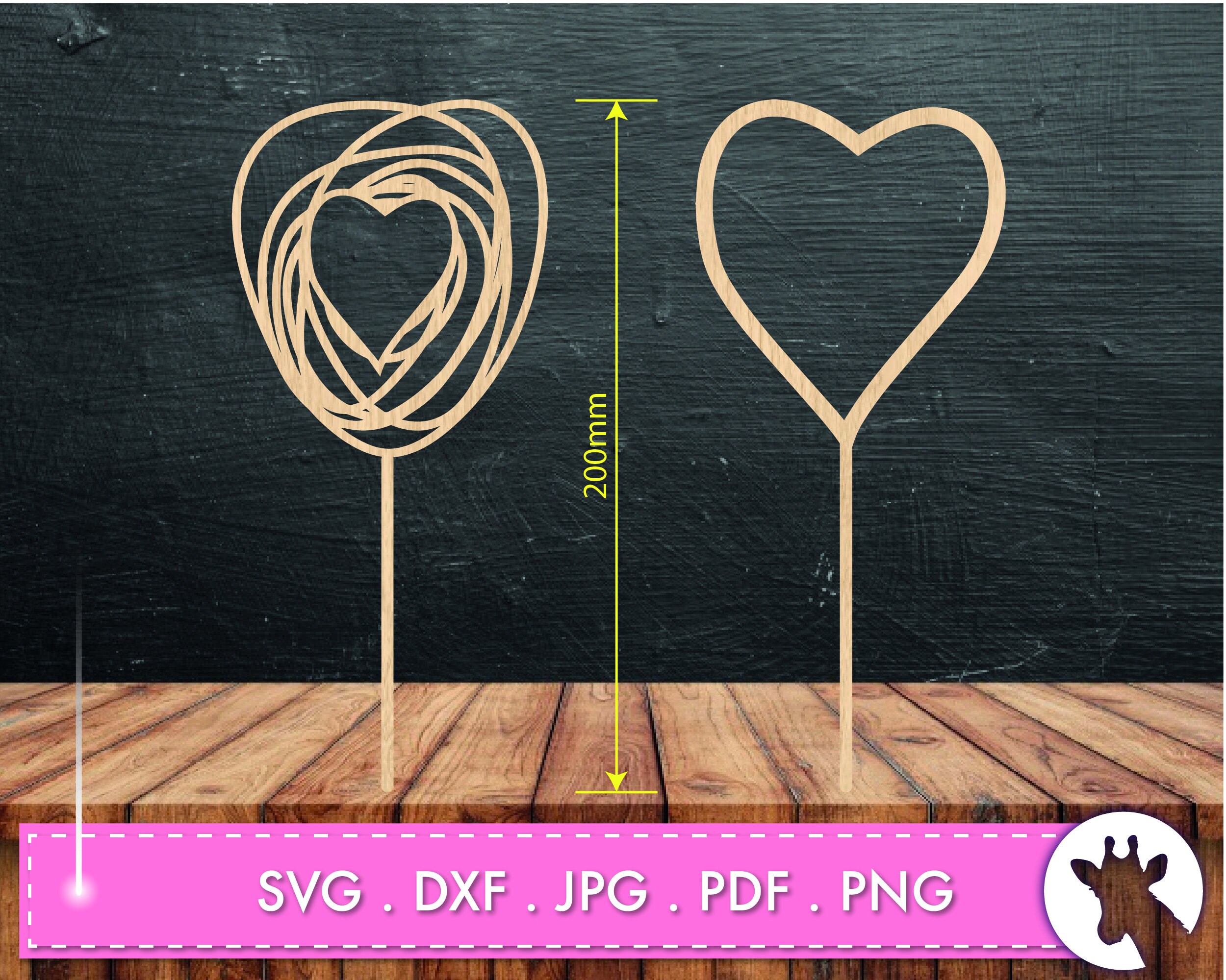 Love Heart Cake Topper SVG DXF File Laser Cutter Silhouette - Etsy