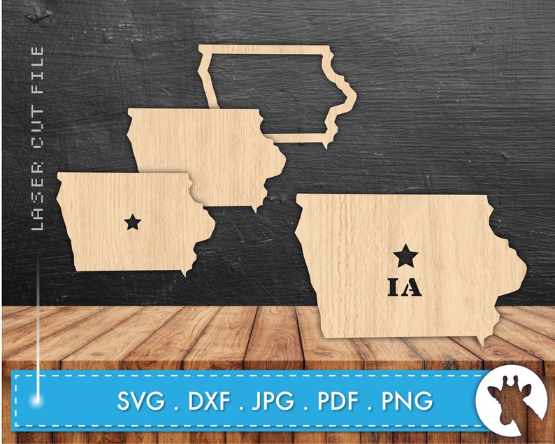 IOWA STATE Svg IA Home State Dxf Laser Cut Digital Files Cnc Router ...