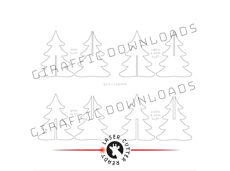 3D 6in / 150mm SVG DXF Christmas Tree File 1/8in Freestanding CNC ...