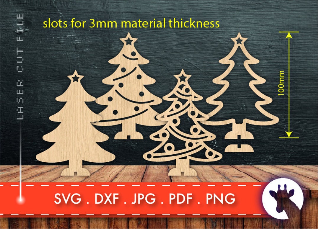 4x 4in 3D Free Standing Christmas Tree SVG DXF Laser Cutter CNC Router ...