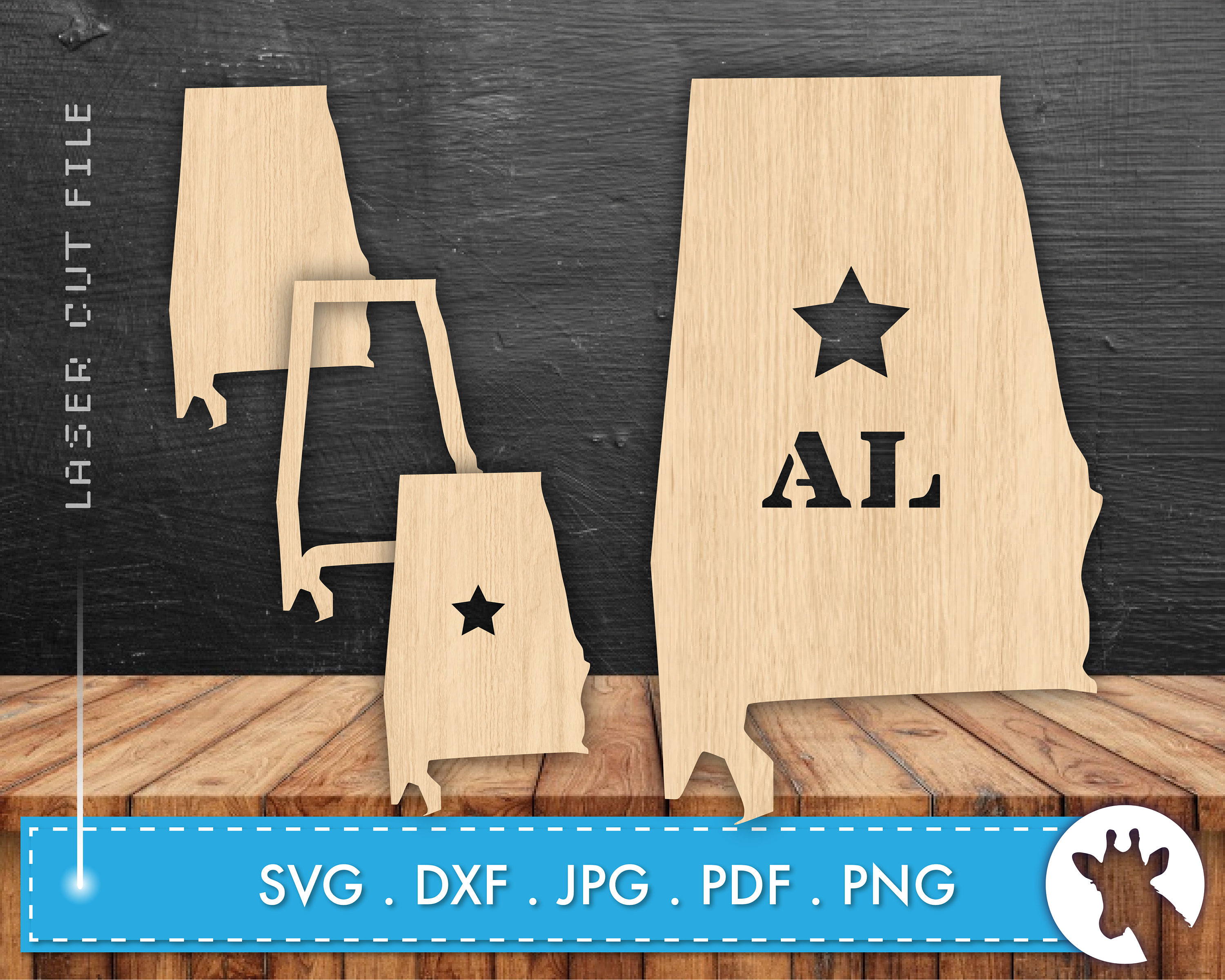 ALABAMA STATE Svg AL Home State Dxf Laser Cut Digital Files Cnc Router ...