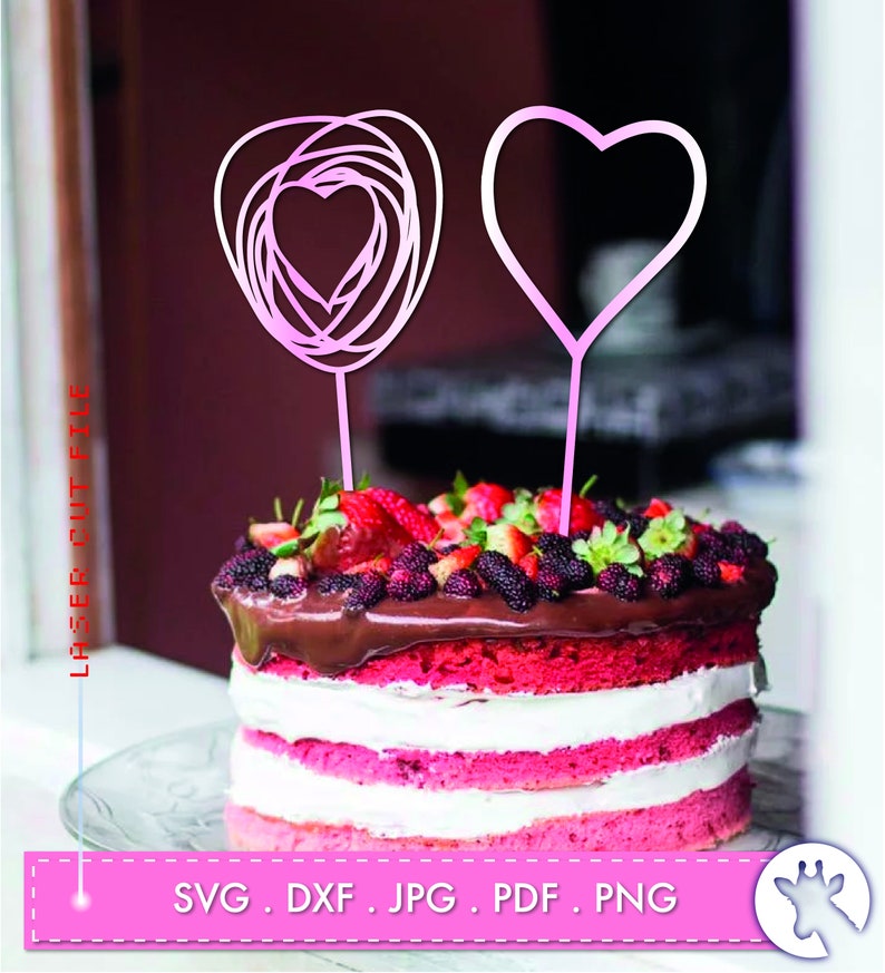 Love Heart Cake Topper SVG DXF File Laser Cutter Silhouette - Etsy
