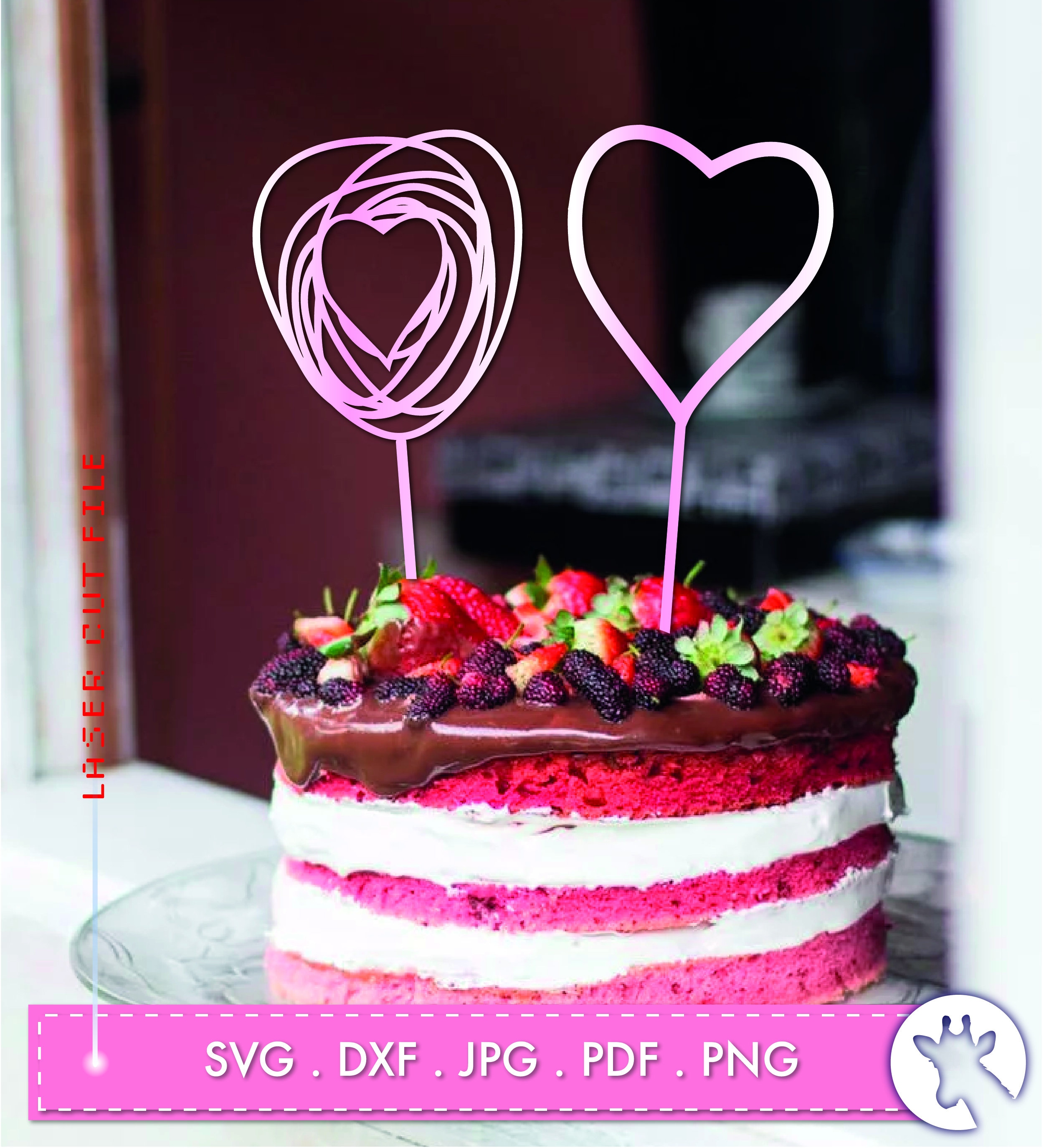 Love Heart Cake Topper SVG DXF File Laser Cutter Silhouette - Etsy