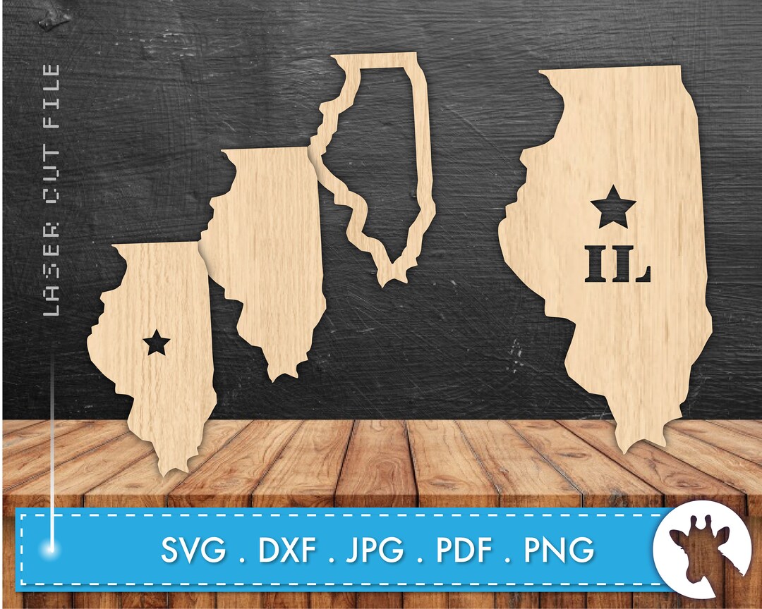ILLINOIS STATE svg IL estado de origen dxf archivos digitales cortados ...