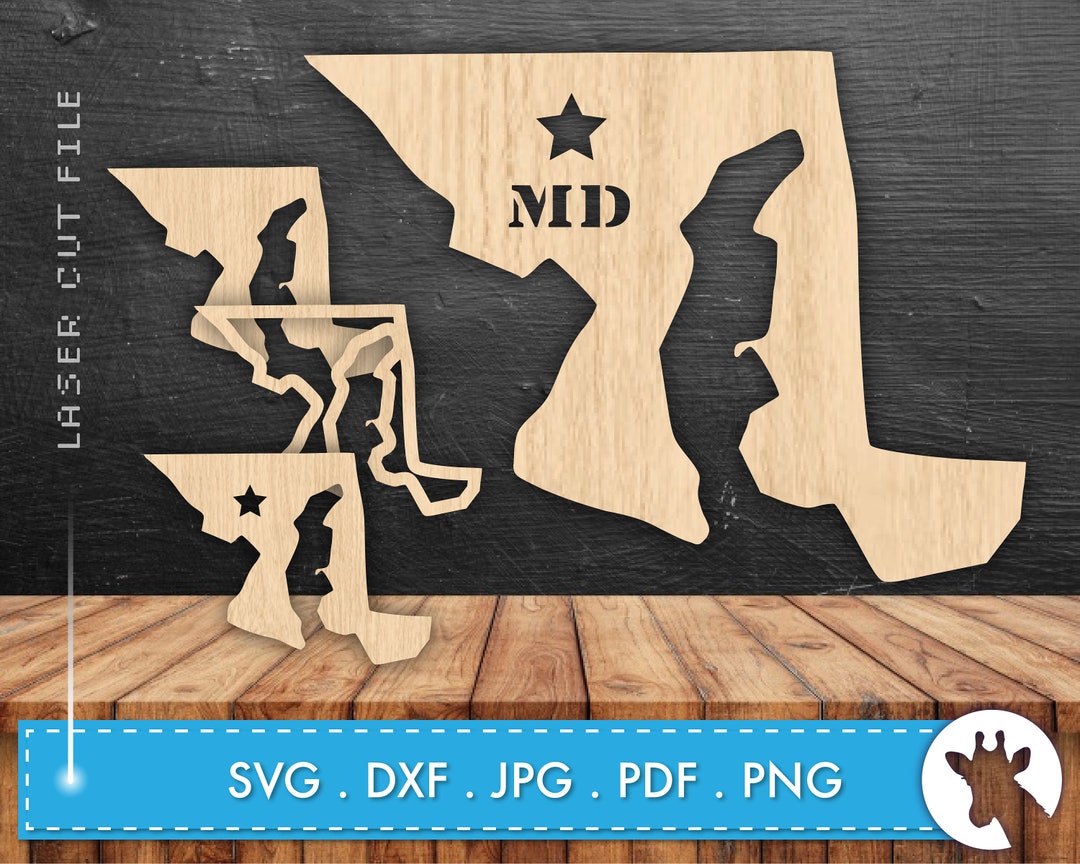 MARYLAND STATE Svg MD Home State Dxf Laser Cut Digital Files Cnc Router ...