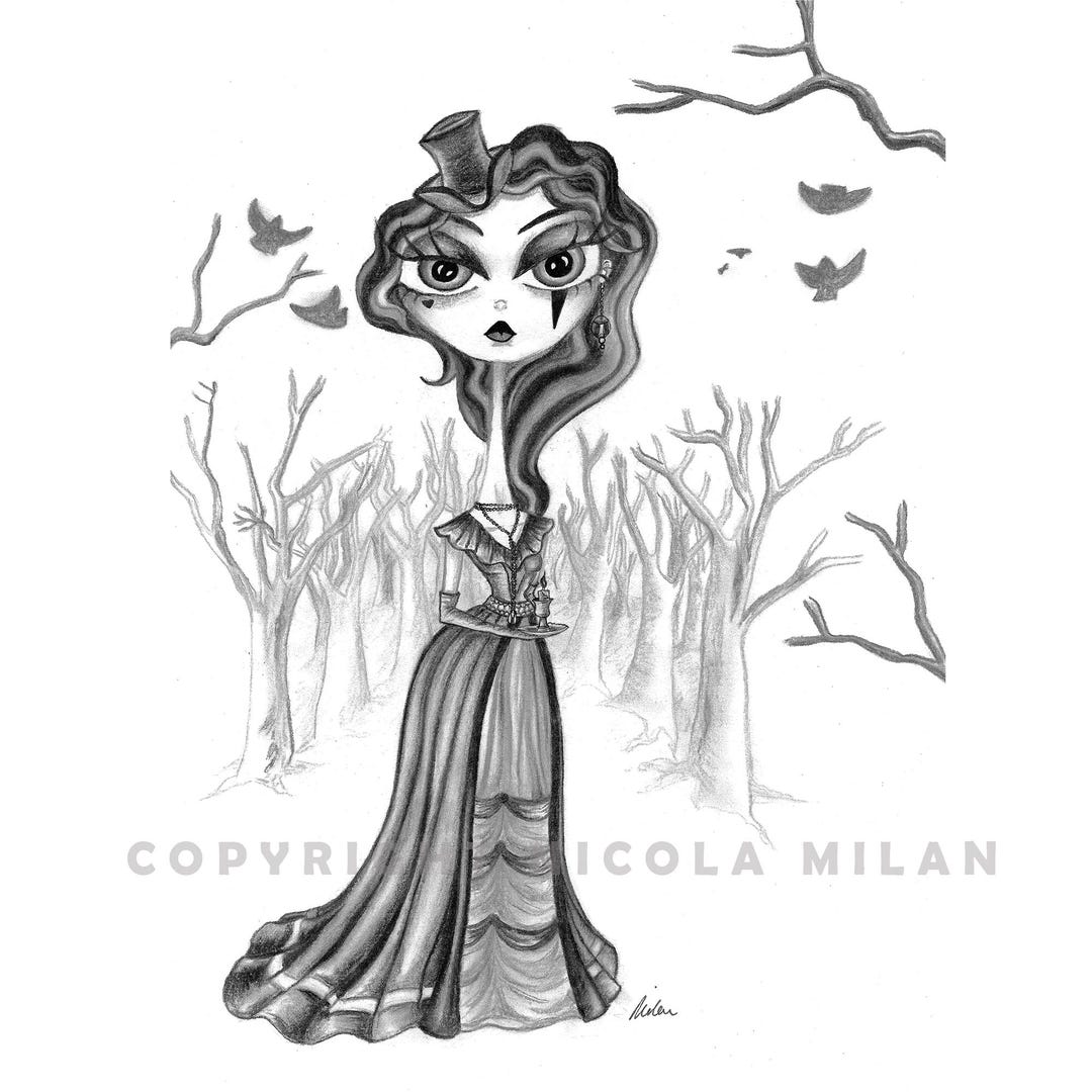 Lady Dracone | Dark Witch of the Forest Print, Witchy Print, Gothic Art ...