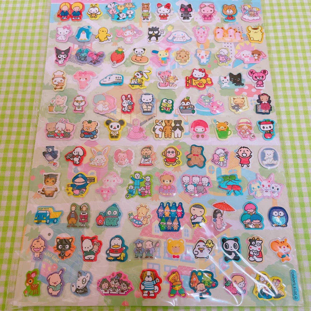 Deadstock Sanrio 100 Characters 3D Stickers 2013 | Craft Supply Cute ...