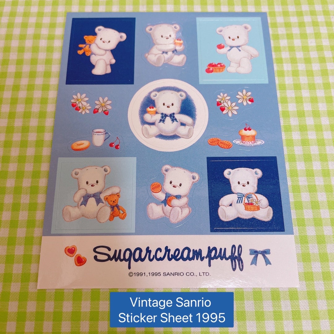 Vintage Sanrio Sugar Cream Puff Bear Sticker Sheet '90s | Rare Find ...