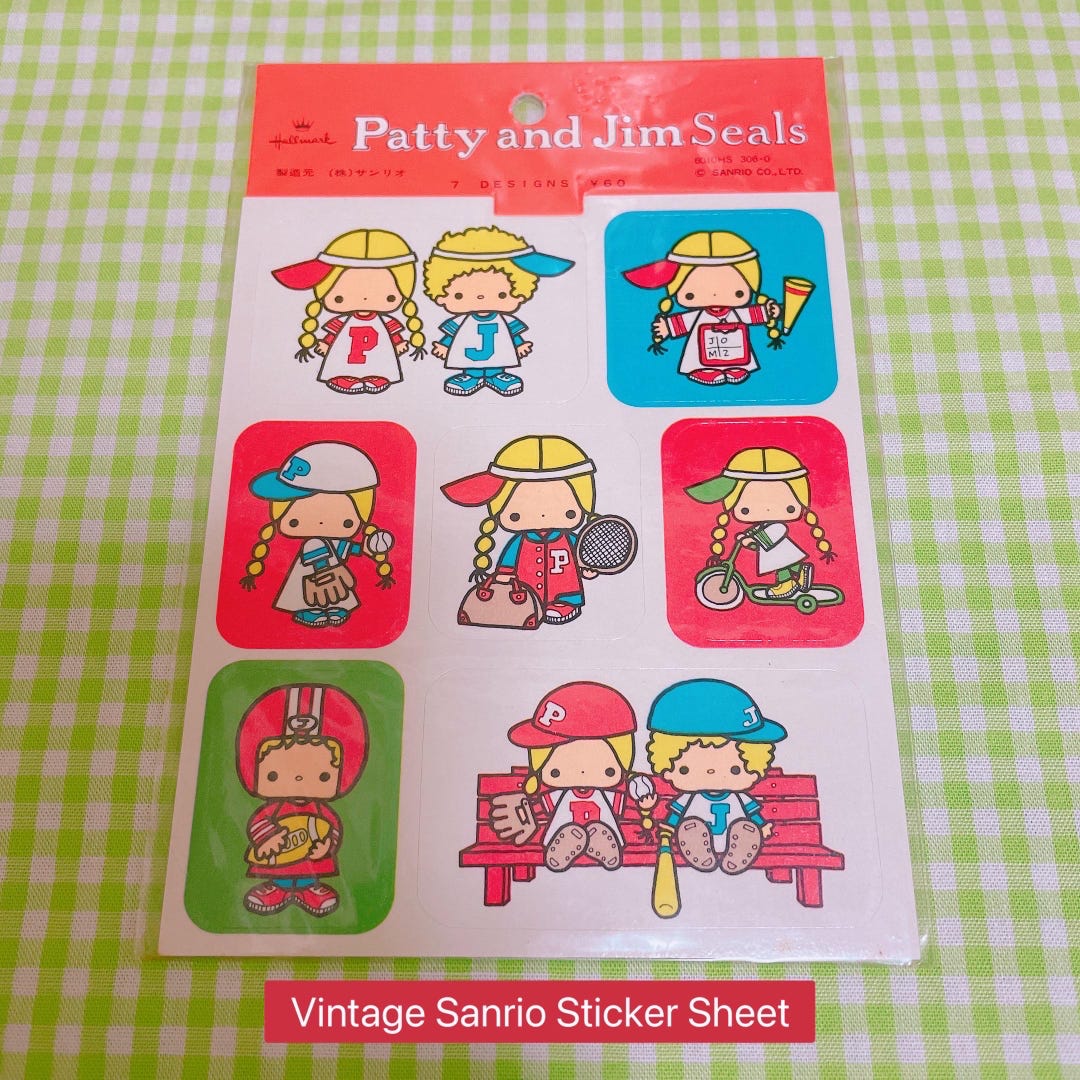 Vintage Sanrio Characters Patty and Jimmy Sticker Sheet - Etsy