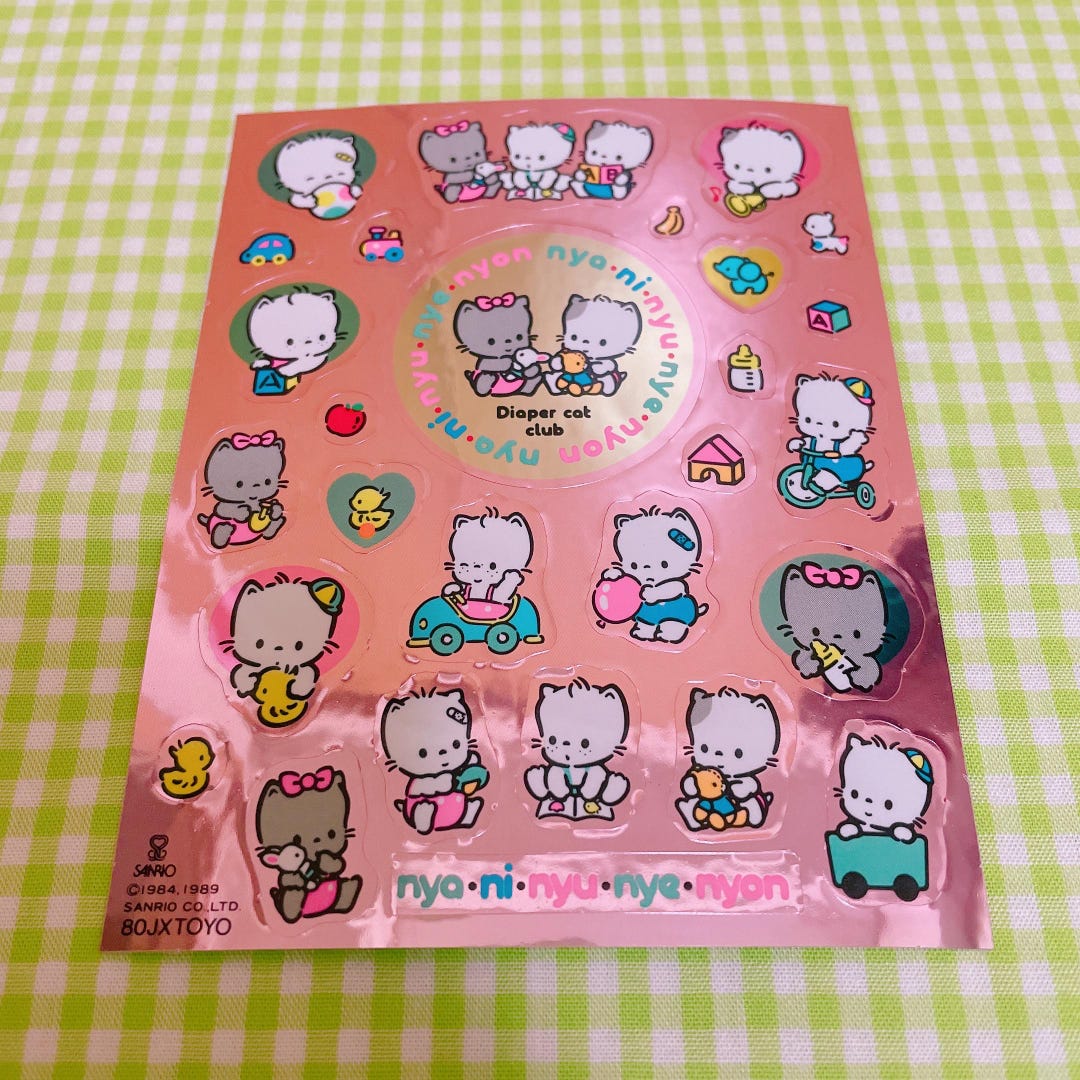 Vintage Sanrio Kittens Nya Ni Nyu Nye Nyon Sticker Sheet '80s | Sanrio ...