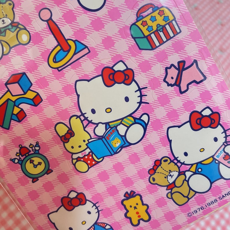 Vintage Sanrio Hello Kitty Sticker Sheet 1988 Collectible Sanrio Retro Stickers Cute Kids ...
