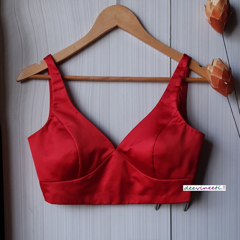 Red Satin Sari Blouses - Etsy
