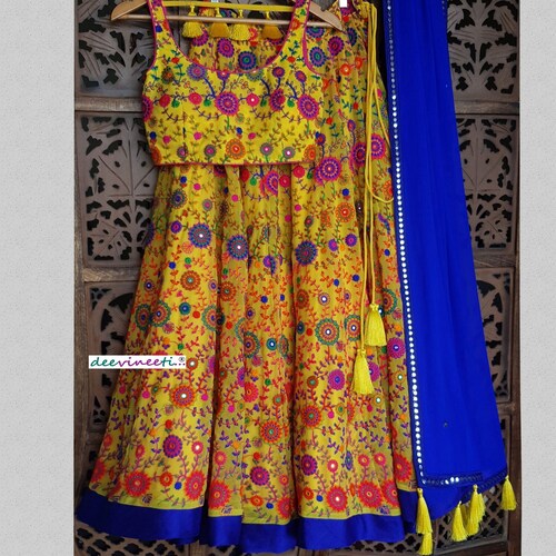 Made to Order Indian Designer Yellow Brocade Silk Designer - Etsy