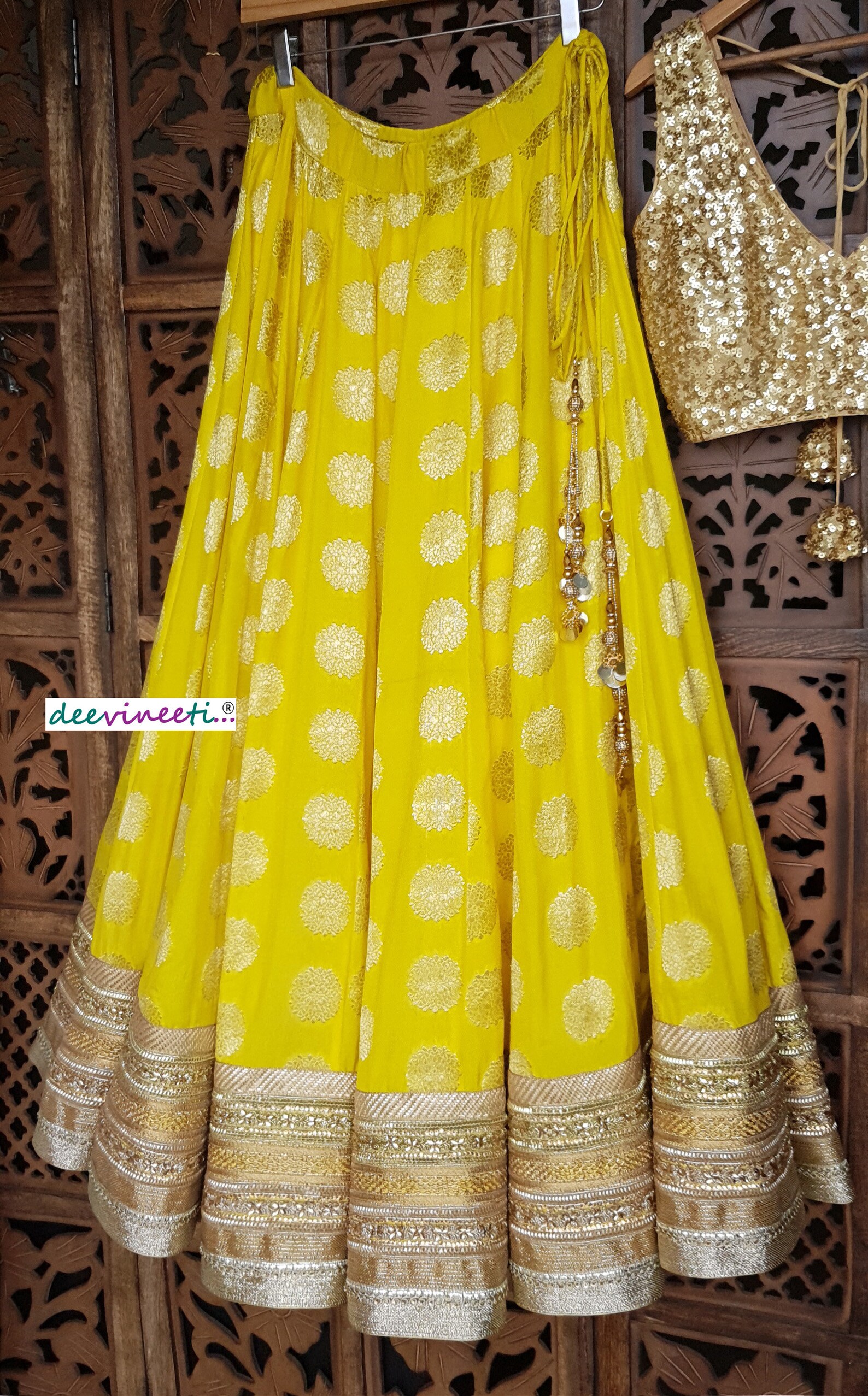 Made to Order Indian Designer Yellow Brocade Silk Designer - Etsy