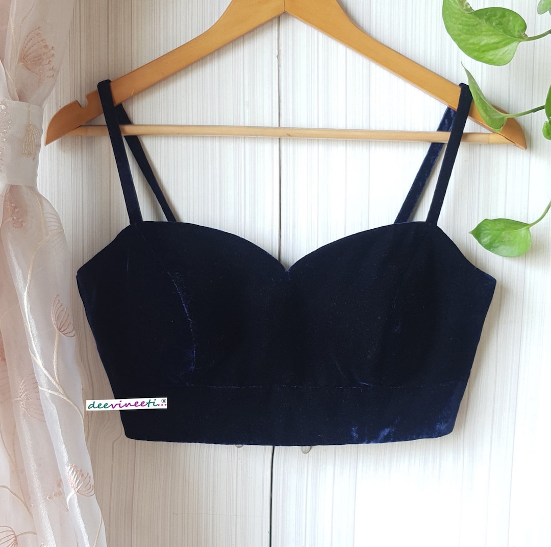 Deep Blue Velvet Blouse, Sweetheart Neck, Made to Order DVBL_263 - Etsy