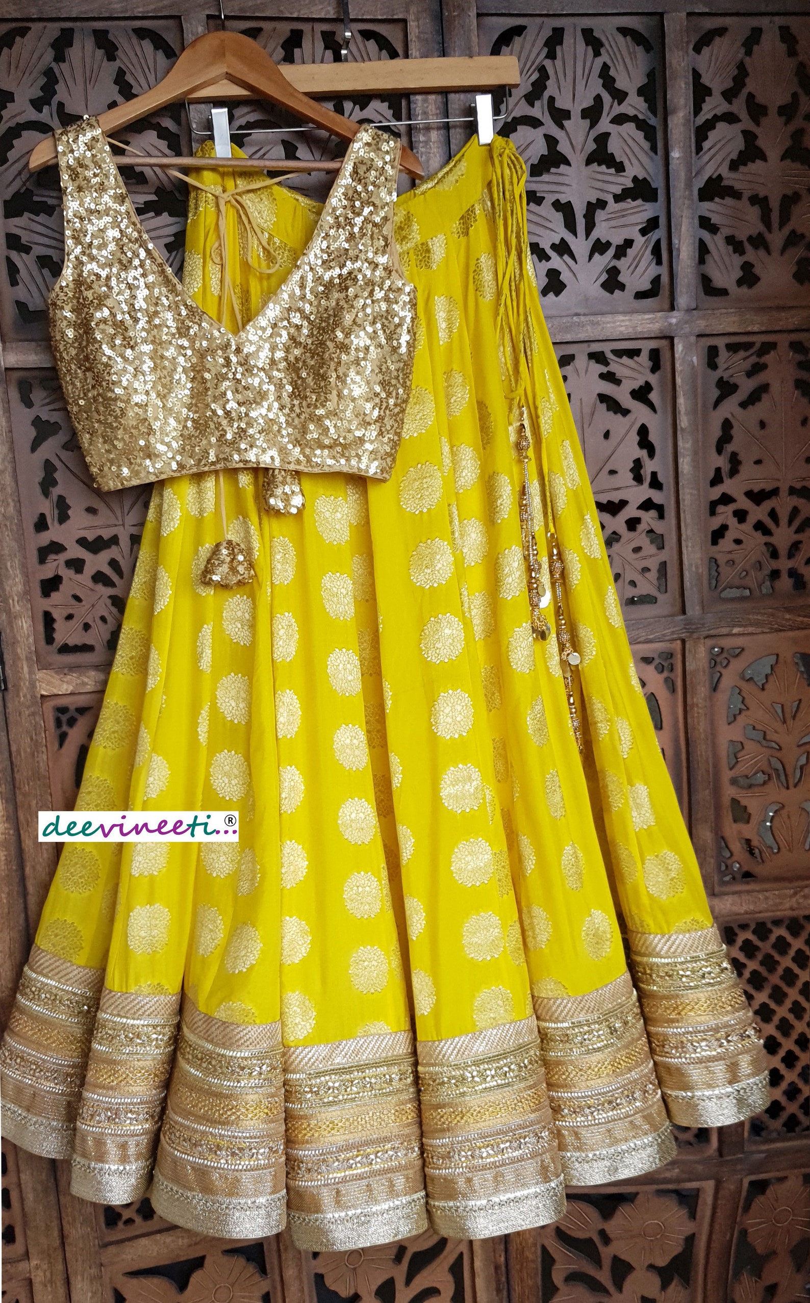 Made to Order Indian Designer Yellow Brocade Silk Designer - Etsy