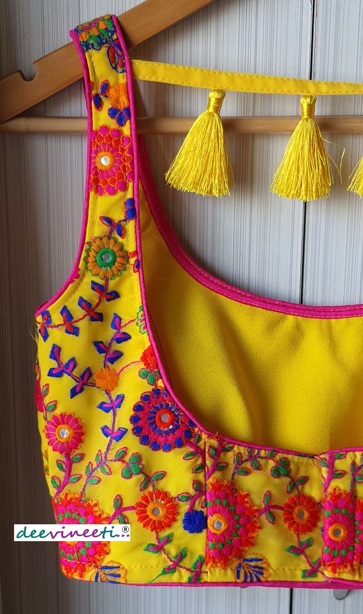 Made to Order Indian Thread Embroidered Yellow Georgette Saree - Etsy