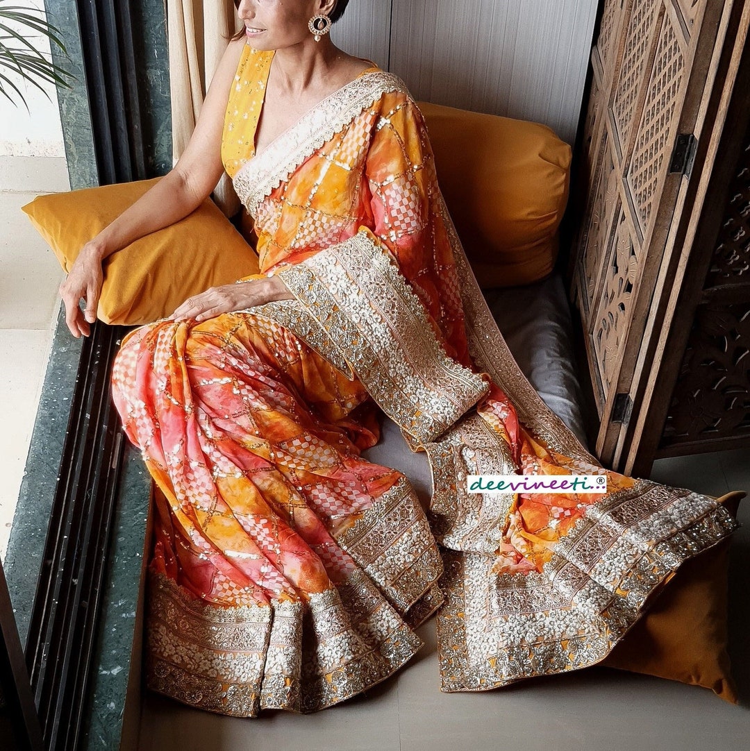 Indian Designer Printed Sequins Embroidered Multicolor Pure Georgette ...