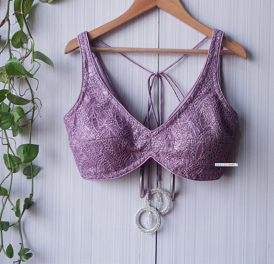 Made to Order Indian Designer Lilac Embroidered Net Saree Lehenga ...