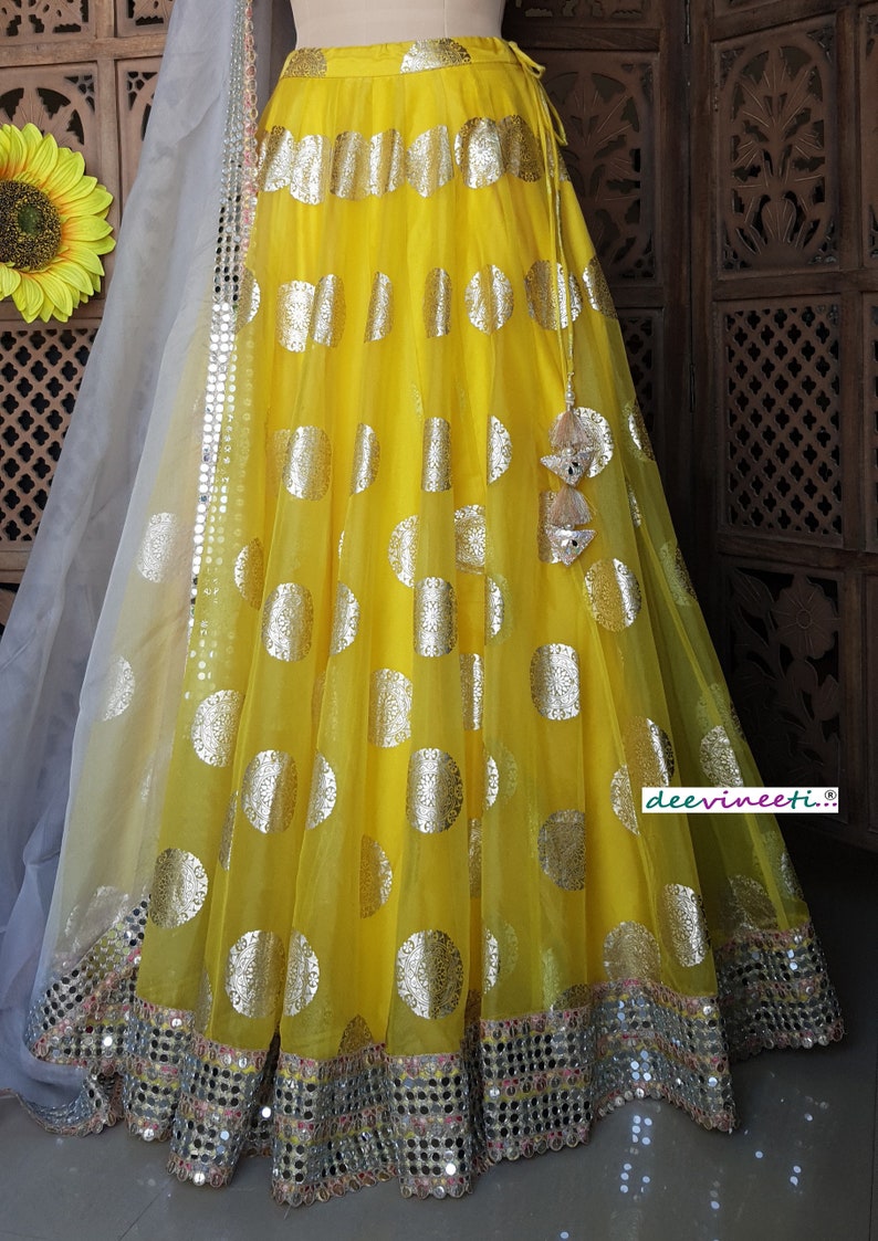Made to Order Indian Designer Yellow Organza Lehenga Choli for - Etsy
