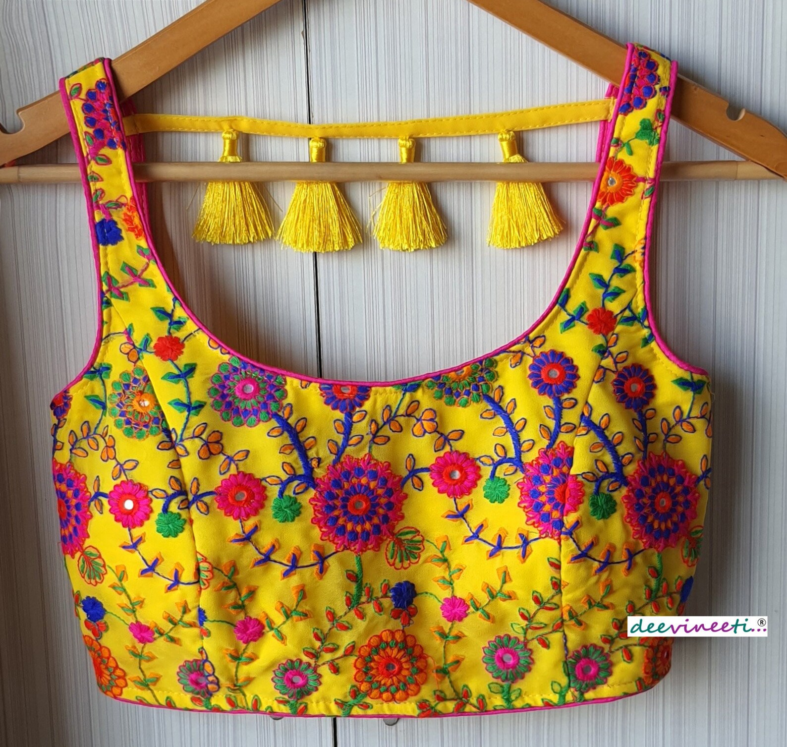 Made to Order Indian Thread Embroidered Yellow Georgette Saree - Etsy