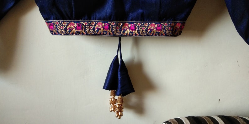 Made To Order Indian Navy Blue Raw Silk Saree Blouse Lehenga | Etsy