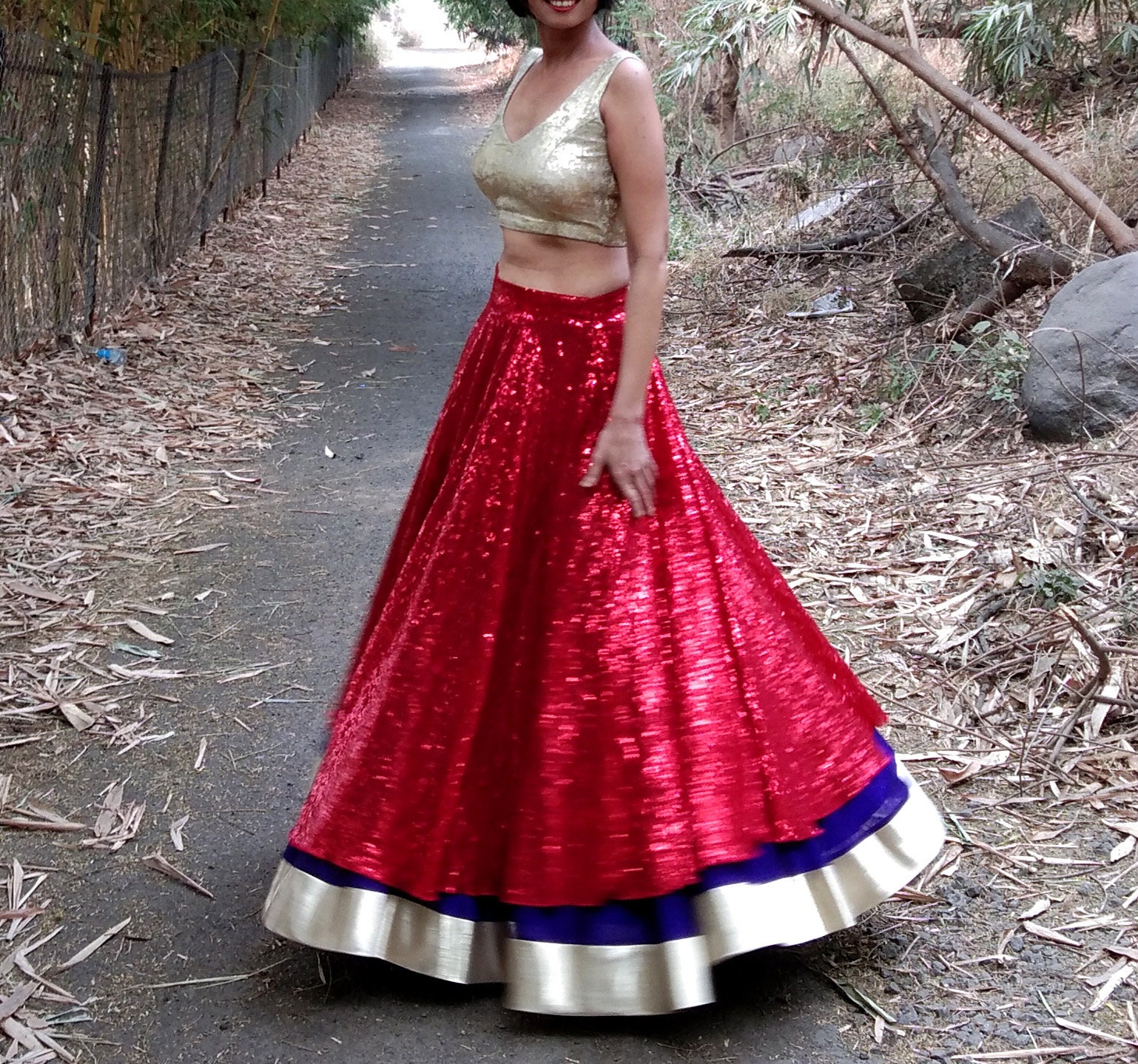 Made To Order Indian Designer Red Sequins Layered Lehenga | Etsy
