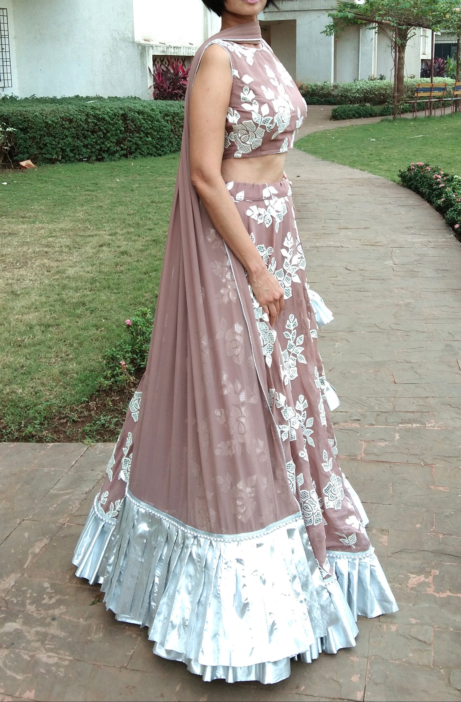 Made to Order Indian Designer Abla Work Georgette Ruffled - Etsy