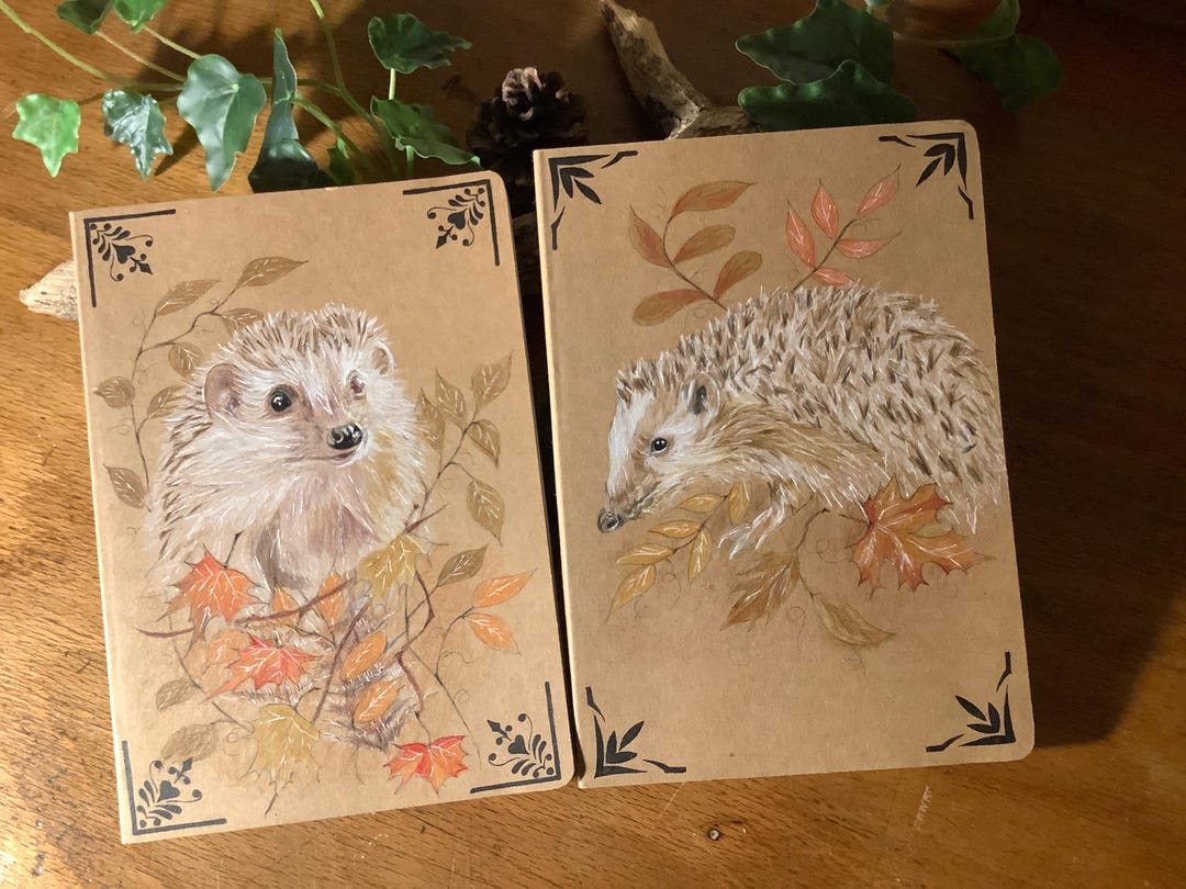 Notebook, A5 Notebook, Hedgehog Illustration, Handmade - Etsy