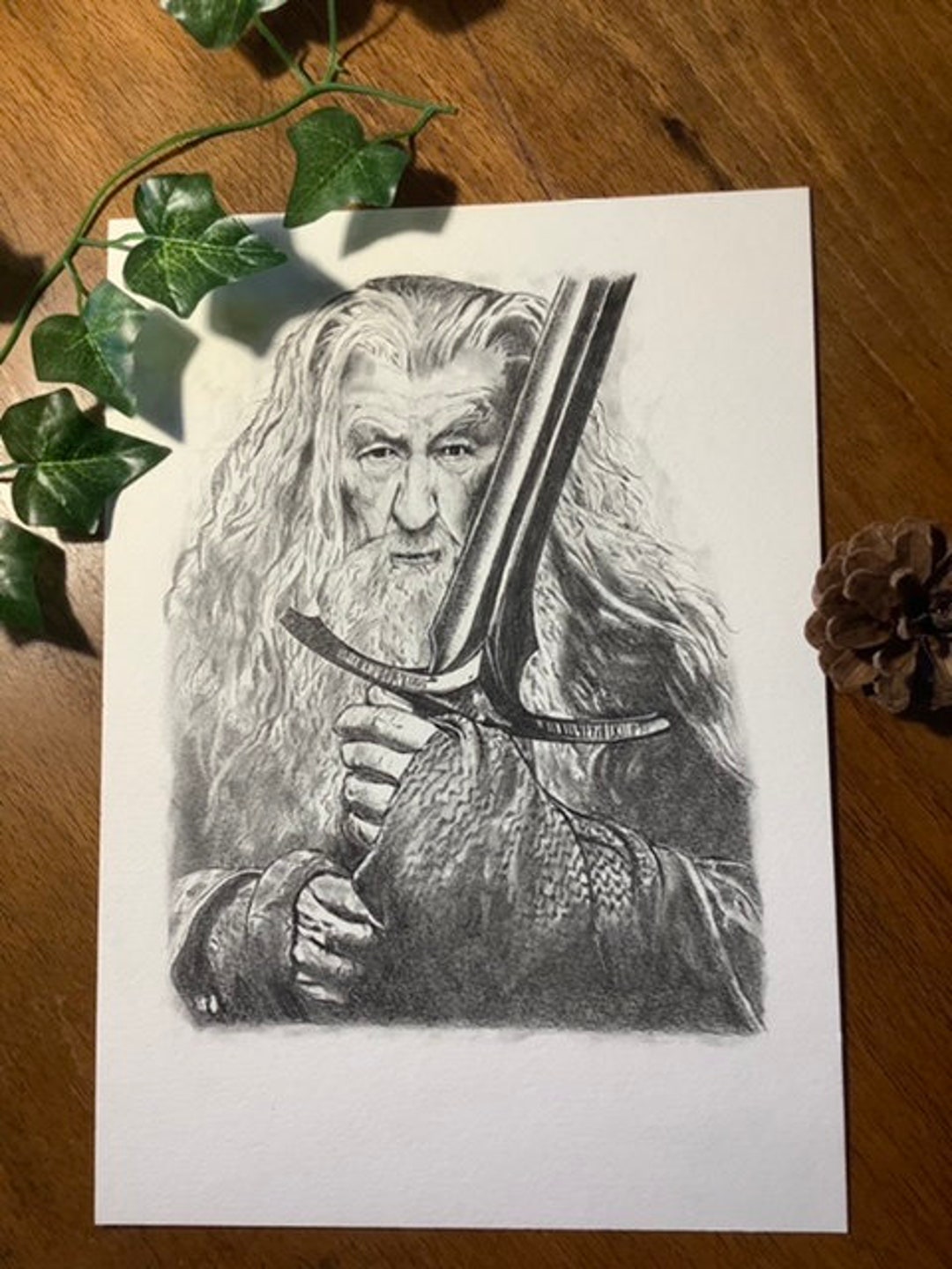Original Illustration A4 Gandalf in Graphite Pencil - Etsy