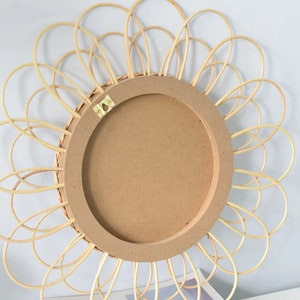 Flower Rattan Boho Wicker Circle Mirror, Bohemian Wall Hanging, Large ...