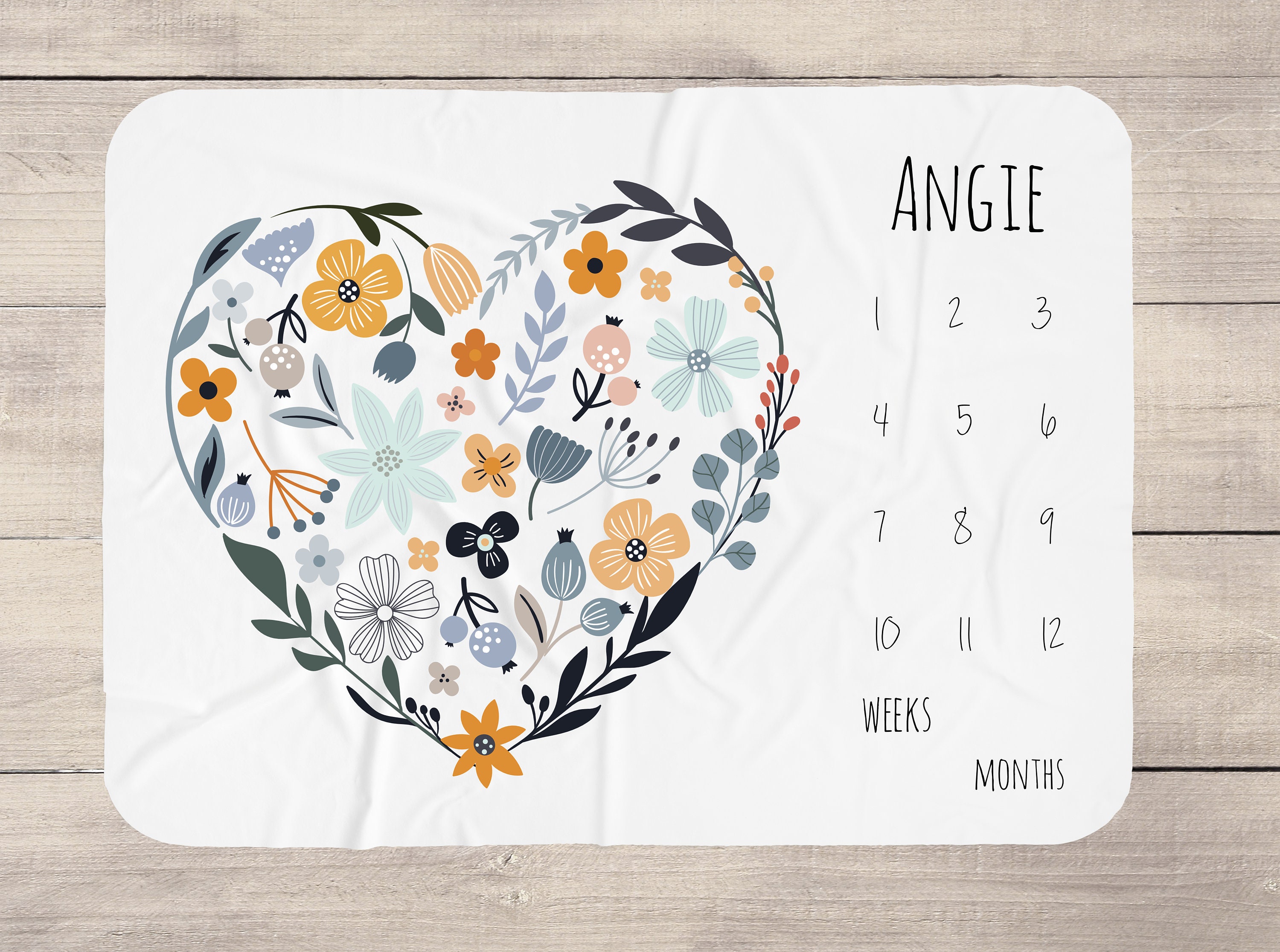 Heart Milestone Blanket Milestone Mat for Girls Baby Girl | Etsy