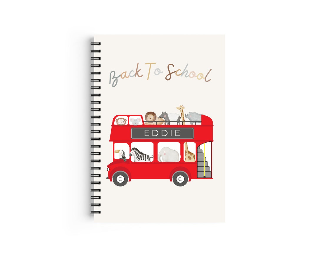 Double Decker Children Notebook, Red Bus Kids Notebook, Personalised ...