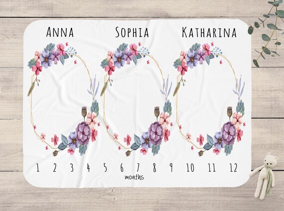 Triplets Milestone Mat Triplets Girls Milestone Blanket IVF - Etsy