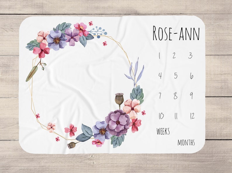 Girl Milestone Blanket Flower Milestone Mat Baby Girl Age - Etsy UK