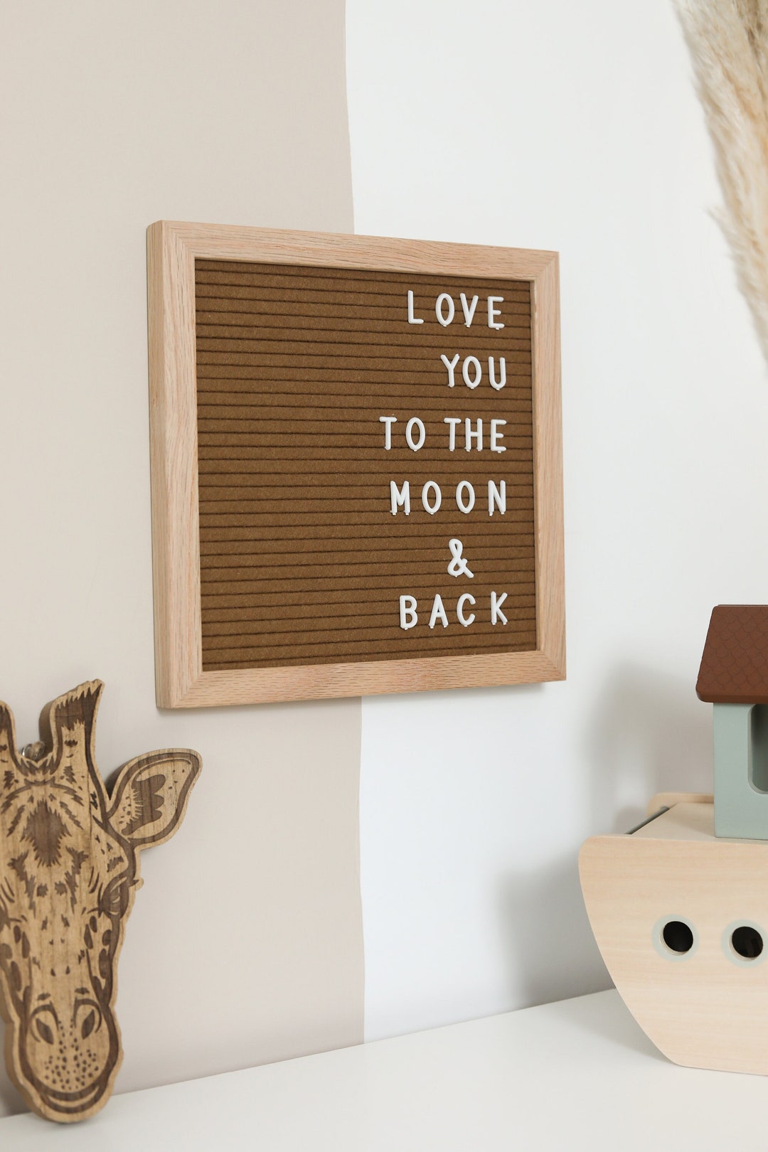 Custom Dark Brown Felt Letter Board Neutral Tone Kitchen Message Board ...